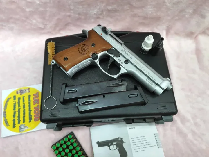 RETAY MOD 92 (เบ-เร็ต-ต้า-M92)เงินด้าน Blank Gun “Full mrakking ด้ามไม้ ...