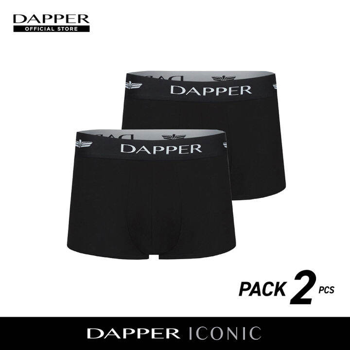 DAPPER [PACK 2 ชิ้น] กางเกงชั้นในชาย Dapper Iconic Pima Cotton ทรง Trunks สีดำ | Lazada.co.th