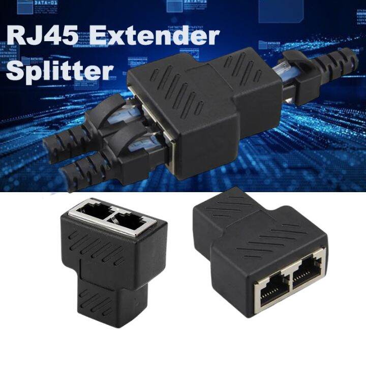 RJ45 Cable Gigabit 1 Out 2 Port Splitter Ethernet Adapter Network Cord ...
