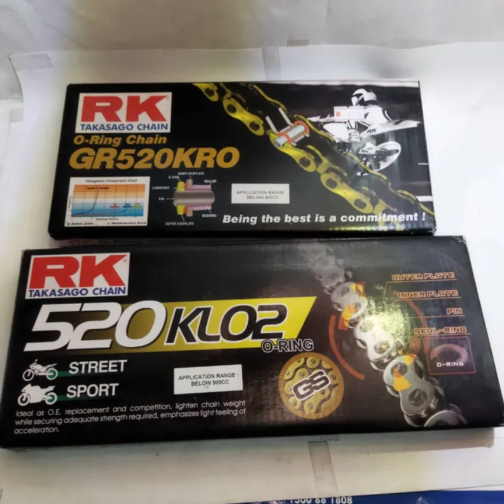 RK GR O-RING KRO&GS O-RING KLO2 CHAIN 520-120L(GOLD COLOUR)(100% ...