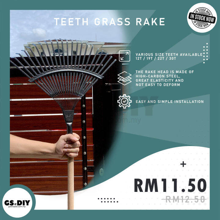 22T Garden Grass Rake Steel Grass⭐️41x40cm Rake Crawler HEAVY DUTY ...