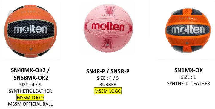 MOLTEN NETBALL GENUINE SYNTHETIC LEATHER MSSM LOGO [READY STOCK] | Lazada