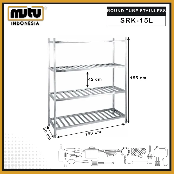 Rak Dapur / Rak Barang / Rak Susun Stainless SRK-15L / MUTU | Lazada ...