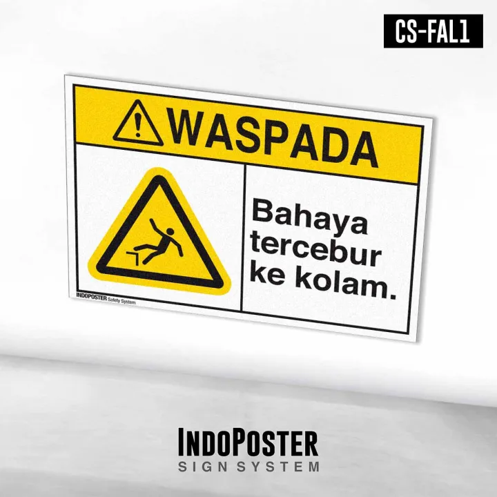 Stiker Safety Sign Rambu K3 ANSI Bahaya Tercebur ke Kolam | Lazada ...