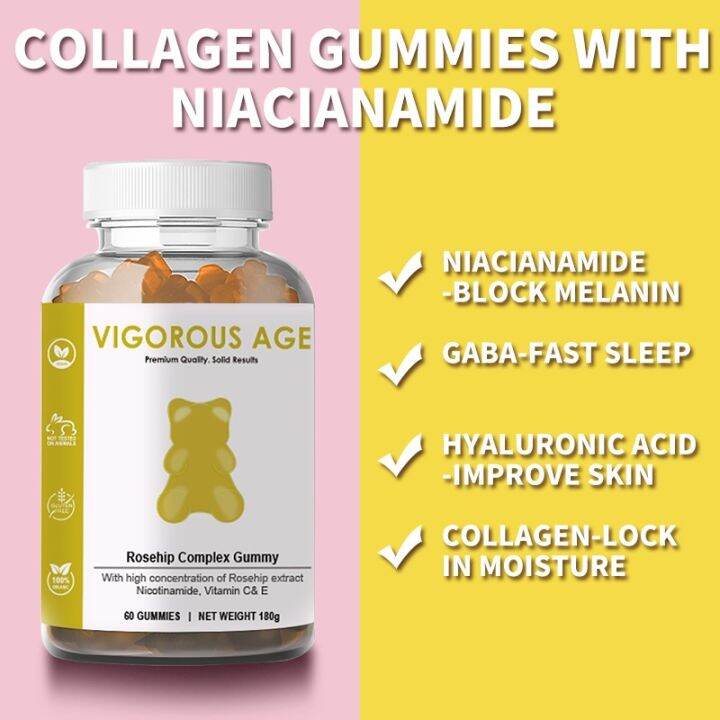 Collagen gummies with Niacinamide Skin Whitening Gummy Anti Aging ...