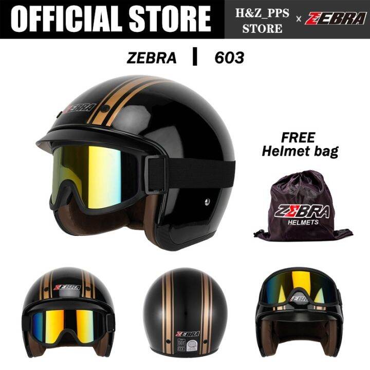 Safe Zebra 603 Classic Helmet Men Motorcycle Half Face Women Universal ...