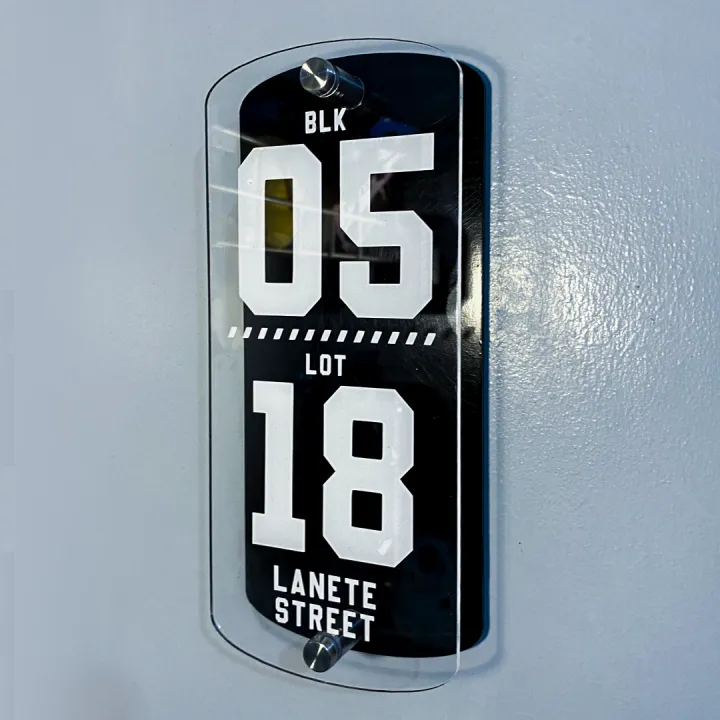 Acrylic DOUBLE Home Address Plate Signage 4x9 inches with Bolts, Tox ...