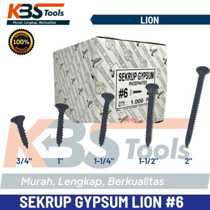 Baut Sekrup Gipsum dan Kayu Merk LION 6 mm - Skrup Gypsum Tajam Drywall ...