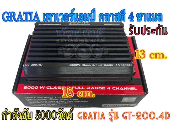 GRATIA เพาเวอร์แอมป์ คลาสดี 4 ชาแนล CLASS D 4CH FULL RANGE กำลังขับ 5000วัตต์ Gratia รุ่น GT-200 ...