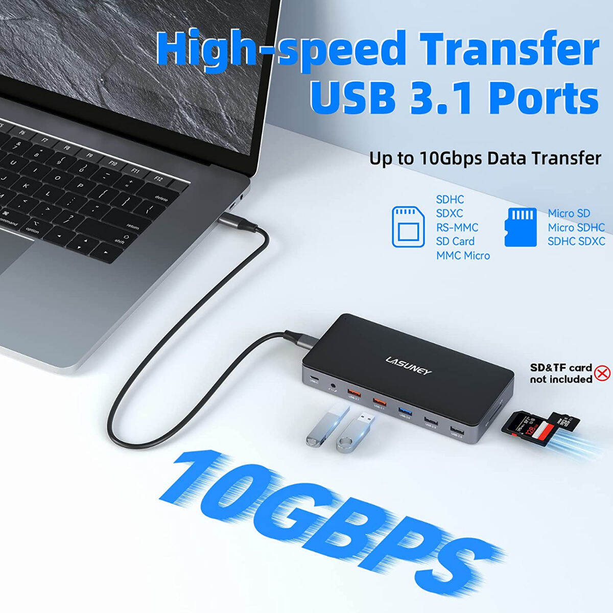 LASUNEY USB C Laptop Docking Station, 15 in 1 Triple Display Multiport ...