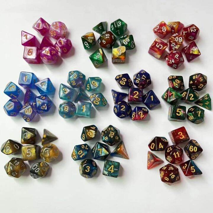 JANNERSATI 7Pcs/set Gift D12 D20 For TRPG DND 7-Die Game Dice DND Dice Polyhedral Dice Table ...