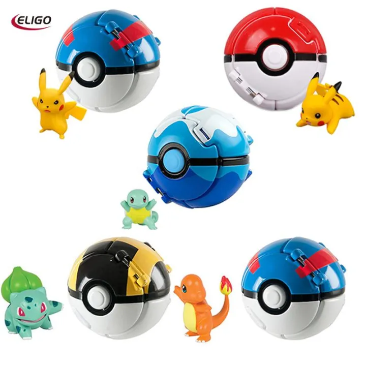 Cute Pokemon Deformation Pokeball Character Toy Movable Dolls Pikachu ...