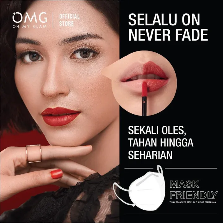 OMG Oh My Glam Matte Kiss Lip Cream 3.5 g (Lipstick Lipstik Lipcream ...