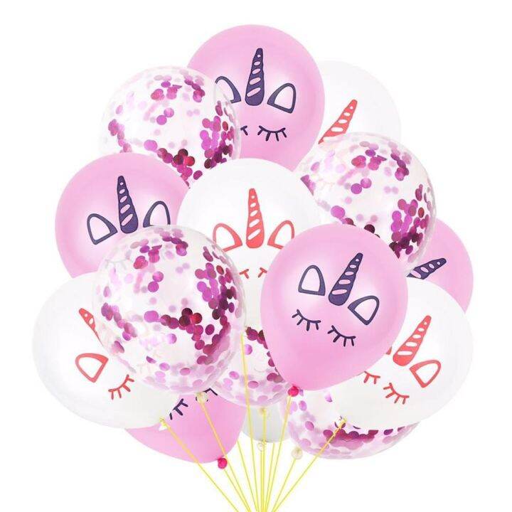 {Afei Toy Base} ชุดกระดาษสีติดเลื่อมรูปยูนิคอร์นลูกโป่งลาเท็กซ์ขนาด15ชิ้น12นิ้วชุดปาร์ตี้วันเกิด ...