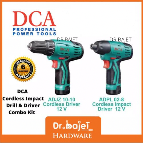 DCA Cordless Impact Drill & Driver Combo Kit (ADKIT01) ADPL 02-8 ADJZ10 ...