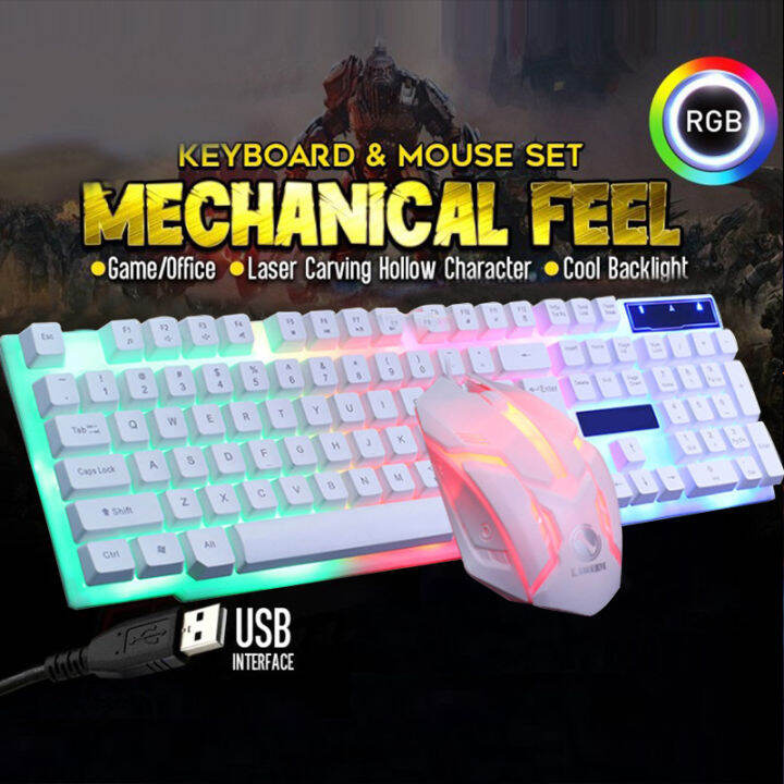 104 Keys Gaming Keyboard and Mouse Set Colorful Led Backlight Ergonomic ...