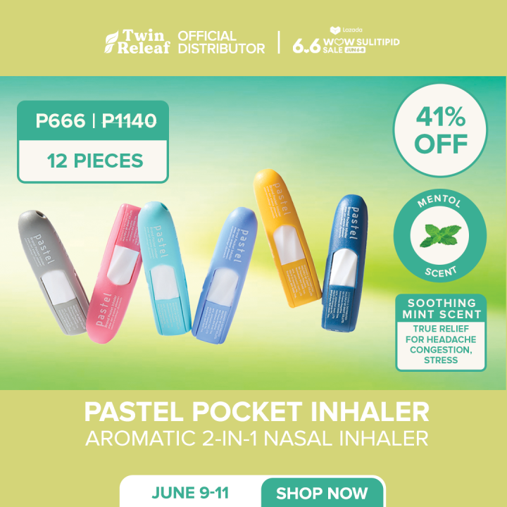 Twin Releaf 2-in-1 Pastel Pocket Inhaler (x12) [Menthol Vapors ...
