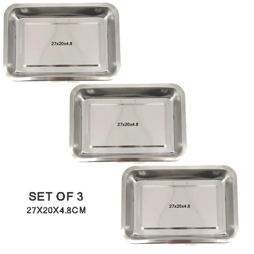 Stainless Steel Square Food Tray 27x20x4.8 Set of 3 | Lazada PH