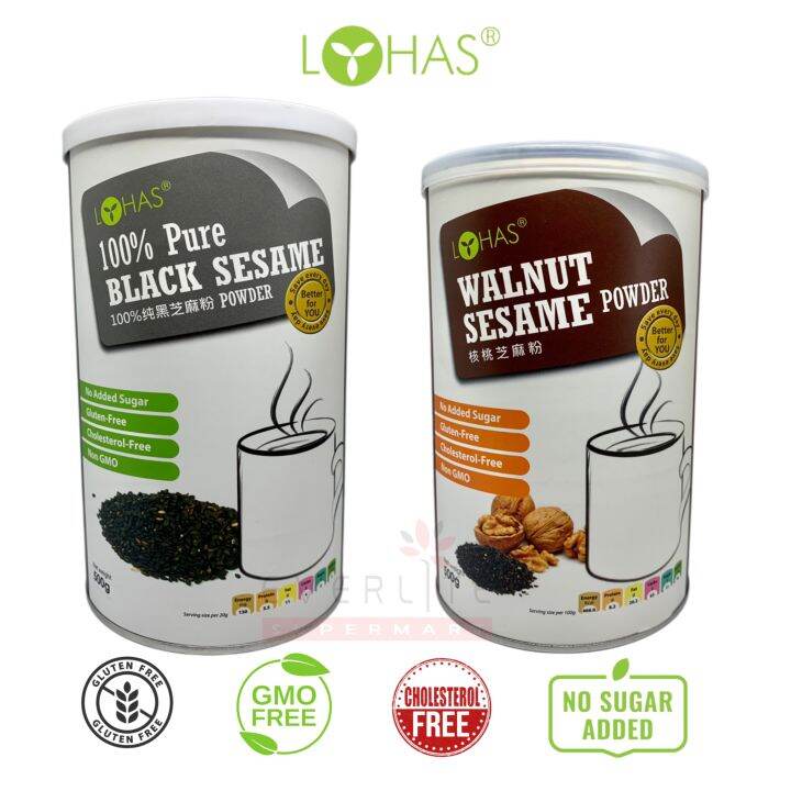 Lohas 100% Black Sesame Powder 500g, Walnut Sesame Powder 500g, Premium ...