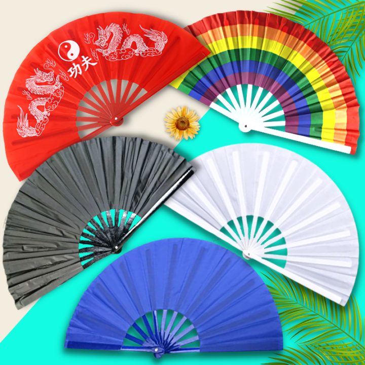 Colored Big Large Handheld Folding Hand Fan High Quality Plastic And ...