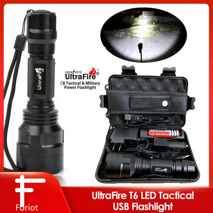 【150000 Lumens】Super Bright T6 LED USB Flashlight Aluminium alloy ...