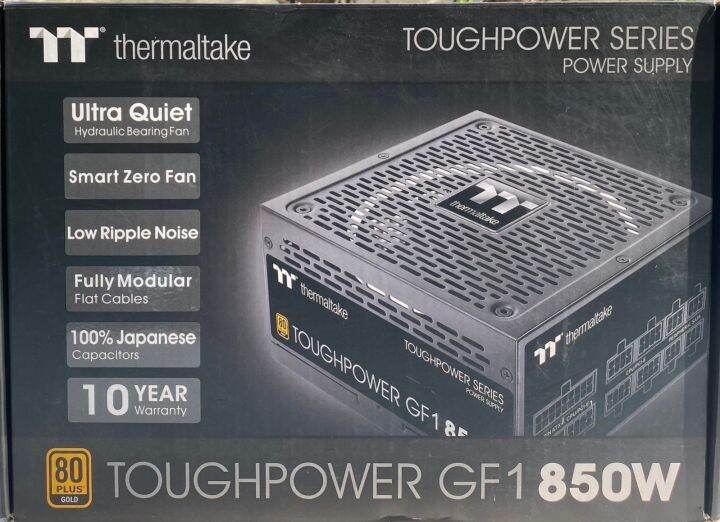 POWER SUPPLY (อุปกรณ์จ่ายไฟ) THERMALTAKE TOUGHPOWER GF1 850W 80 PLUS GOLD (BLACK) (ATX) มือสอง ...
