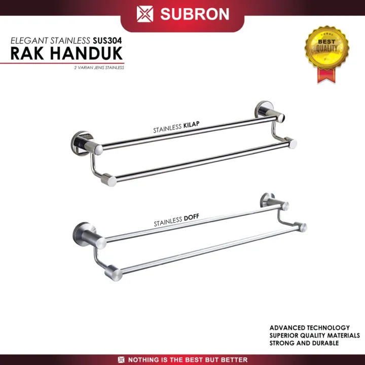 SUBRON SUS304 Rak Handuk Stainless Kilap Doff Anti Karat 2 Bar 60cm ...