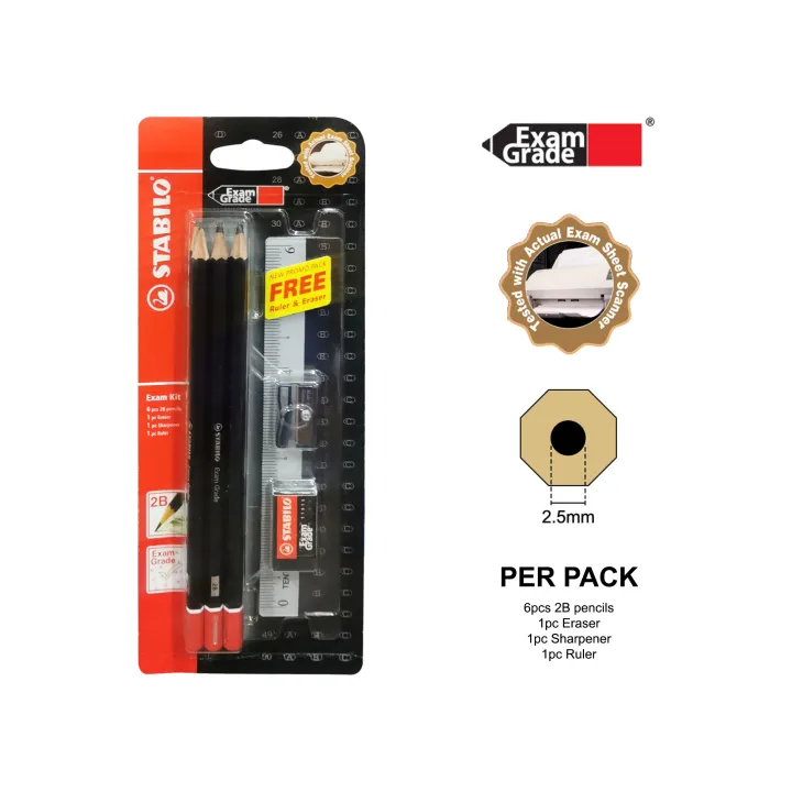 Stabilo Blister Pack Exam Kit / Pencil / Eraser / Sharpener / Ruler ...