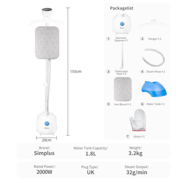 Simplus Iron Steam Gaent Steamer 2000W 11-Iron Mode Stainless Steel ...