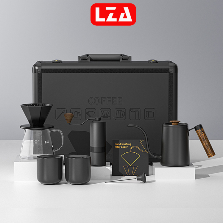 ชุดดริปกาแฟ gift box set ชุดเซทกาแฟของขวัญ Drip Coffee Set 1 ชุดมี 7 ชิ้นเครื่องบดเมล็ดกาแฟ กรอง ...