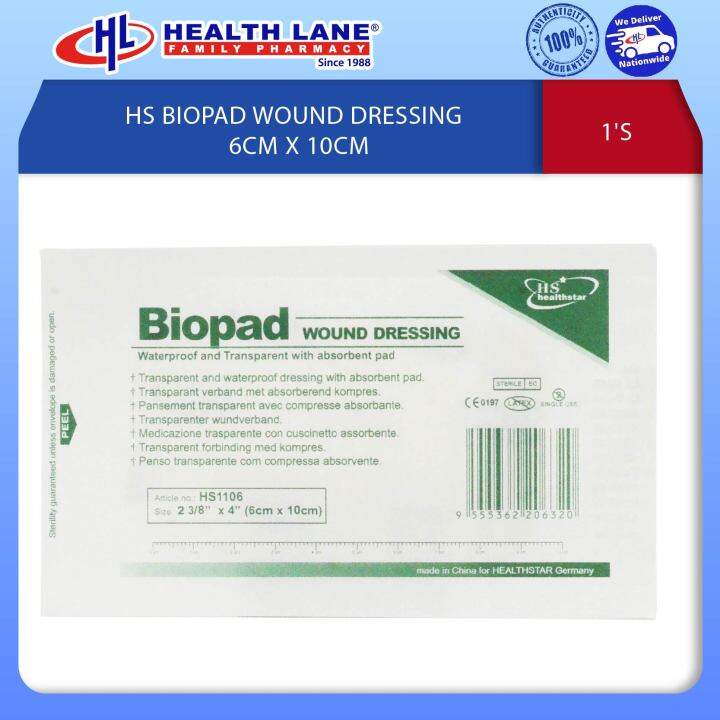 HS BIOPAD WOUND DRESSING 6CM X 10CM 1'S | Lazada