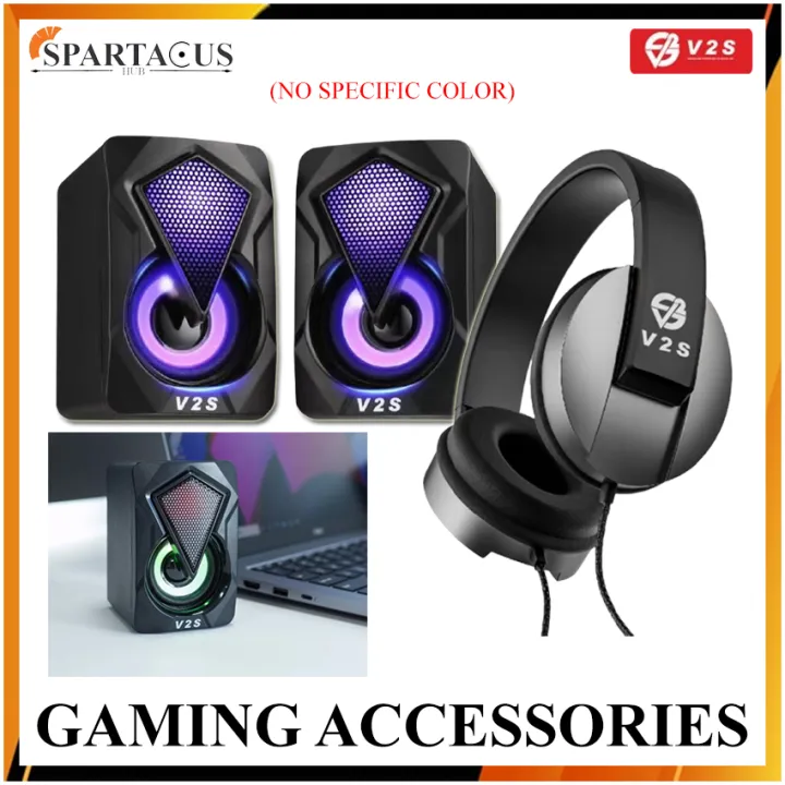 (BUNDLE) V2S S7bt Bluetooth/Wired Speaker RGB Speaker Desktop Wired USB ...
