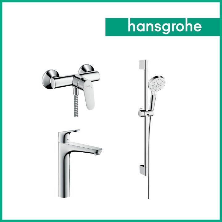 hansgrohe Shower set bundle in Chrome: Focus single lever basin mixer ...