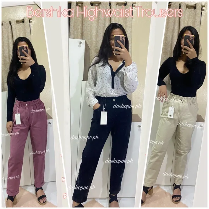 Bershka Garterized Highwaist Trousers | Lazada PH