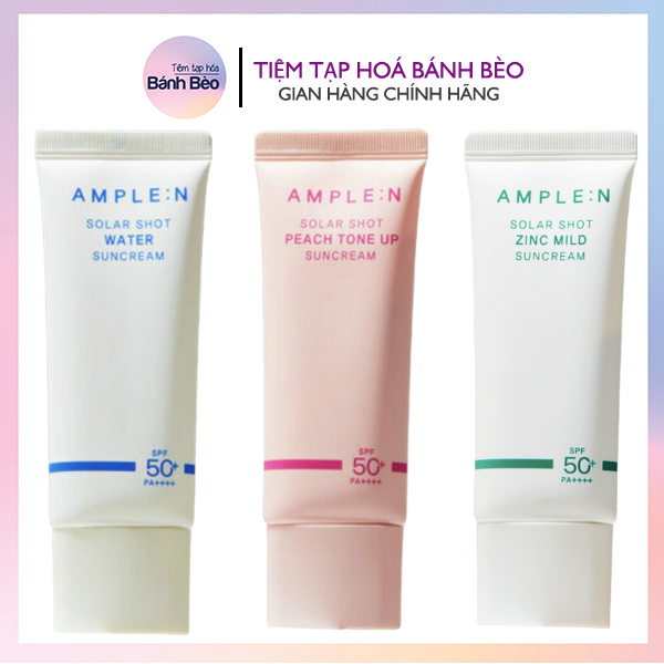 Kem chống nắng nâng tone dịu nhẹ dưỡng ẩm AMPLEN Solar Shot Peach Tone Up Water Sun Zinc Mild ...