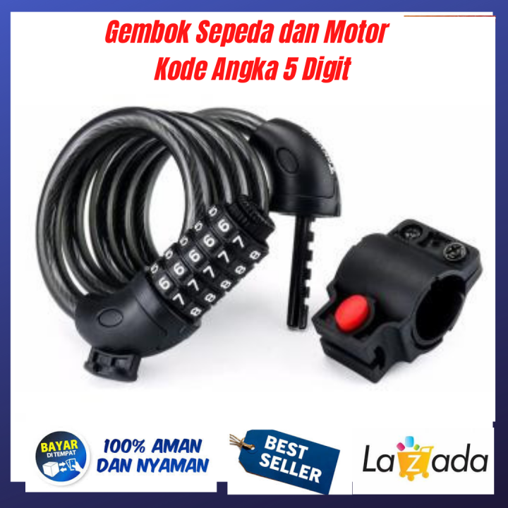 Gembok Sepeda Kode Angka 5 Digit Kunci Gembok Pengaman Sepeda Untuk ...
