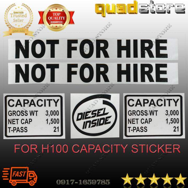 HYUNDAI H100 NOT FOR HIRE and capacity sticker decal | Lazada PH