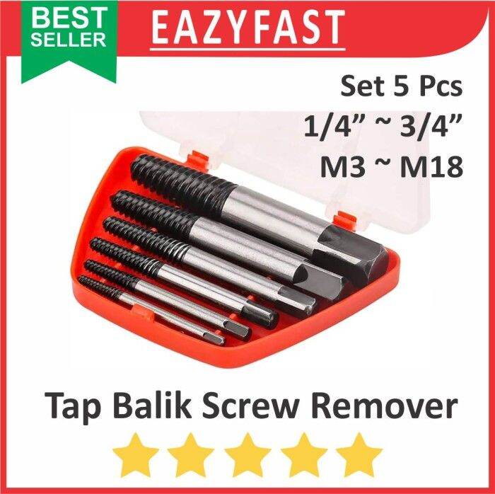 Tap Drat Balik Screw Extractor Remover Cabut Buka Baut Skrup Rusak Dol ...