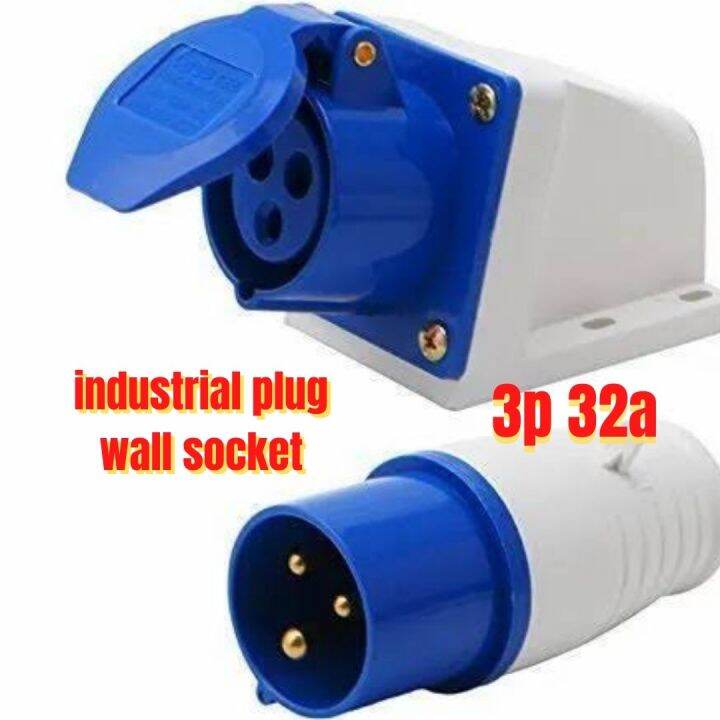 32 Ampere / 3 pin / hole - INDUSTRIAL PLUG MOUNTING MALE + WALL SOCKET | Lazada Indonesia