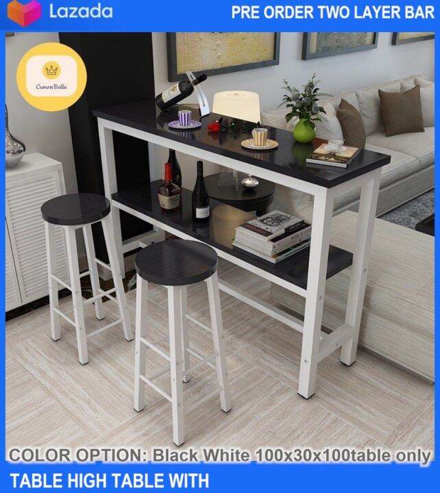 Pre Order Two Layer Bar Table High Table With Bar Chair Stools Meja ...