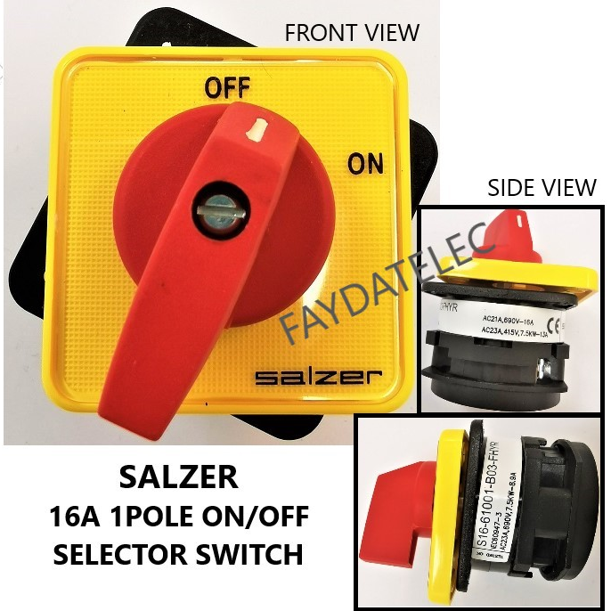 SALZER 16A 1POLE ON/OFF ISOLATOR / SELECTOR SWITCH (S16-61001-B03-FHYR ...