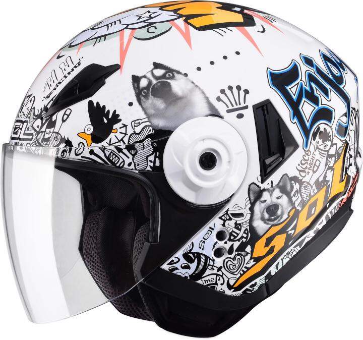 SOL HalfFace SO-5 Husky Motorcycle Helmet (White/Silver) | Lazada PH