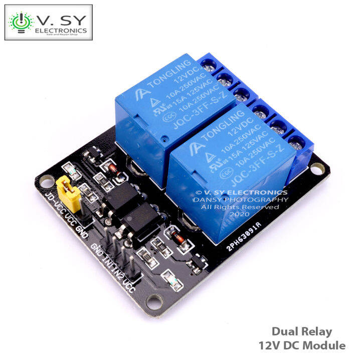 12V DC Dual Channel Relay with Optocoupler 2 Channel Relay 2-Way Relay ...