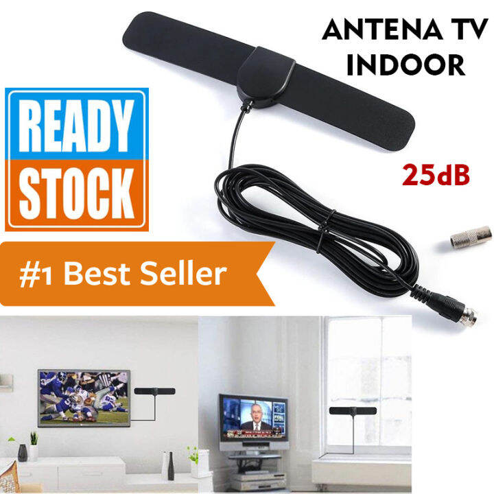 Antena TV Digital Indoor DVB-T2 High Gain 25dB Signal Booster Reciver ...