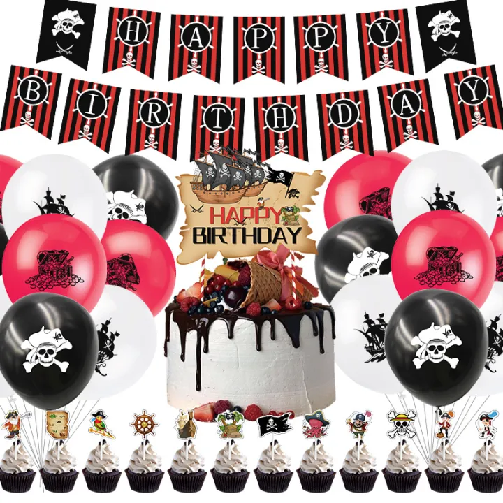 CHEEREVEAL Pirate Themed Birthday Party Decorations Set, Pirate Happy ...