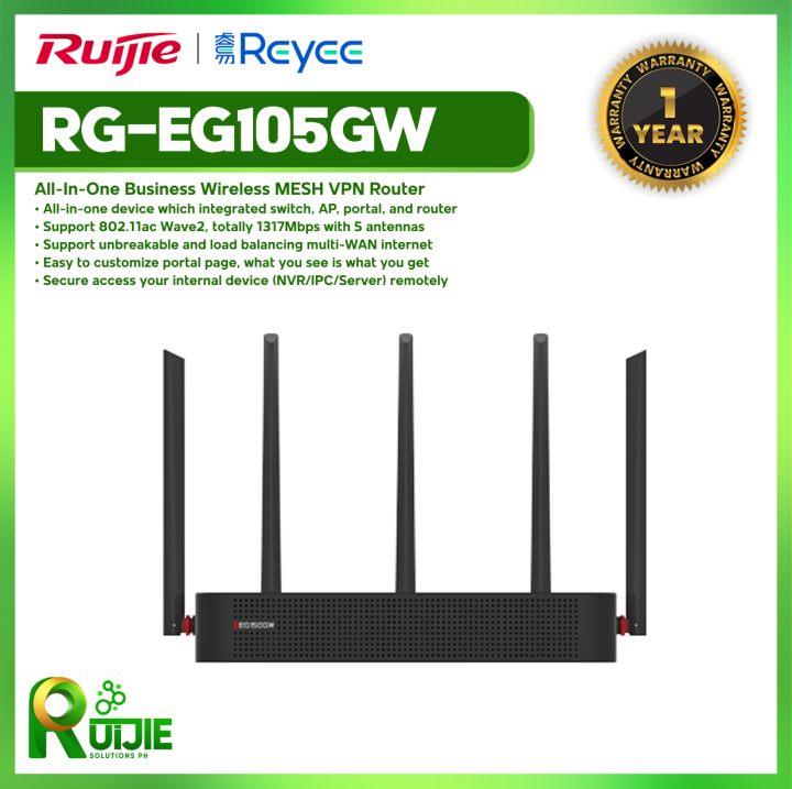 Ruijie Reyee RG-EG105GW 1350M Dual Band 5-Port Gigabit Wireless Router ...