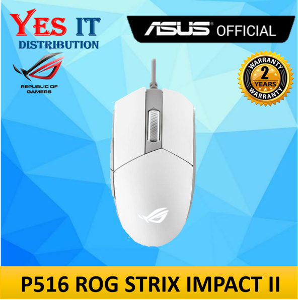 Asus ROG Strix P516 Impact II Moonlight White Gaming Mouse (AC-90MP02C0 ...