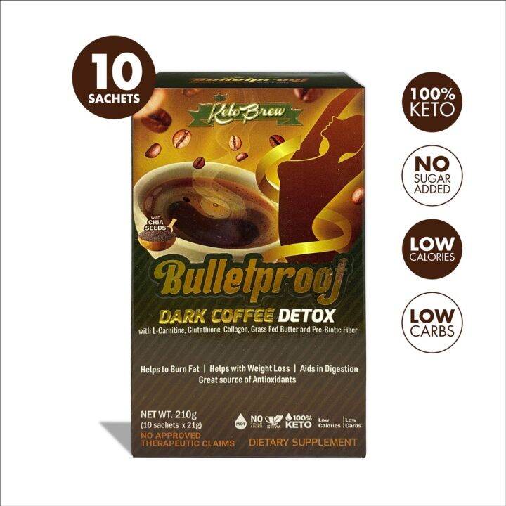 Sugar-free Dark COFFEE with Chia Drink (FREE BOBA)- KETO Friendly (210g - 21g x 10 sachets ...