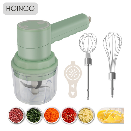 USB 2 In 1 Electric milk frother Garlic Chopper Masher Whisk Egg Beater ...