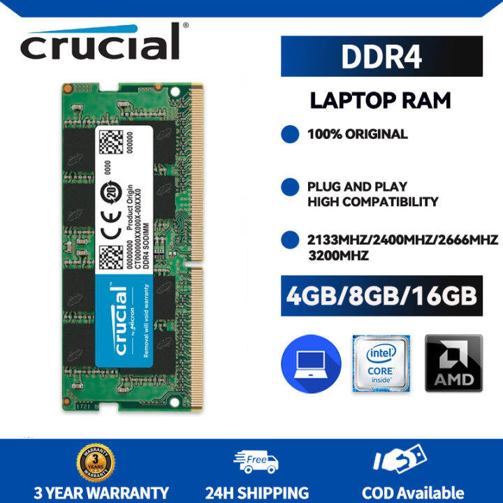 【24H Shipping】Crucial DDR4 RAM 4GB 8GB 16GB Laptop Memory 2133MHz 2400MHz 2666MHz 3200MHz SODIMM ...
